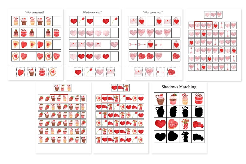 Valentine Preschool Learning Pack Worksheets Montessori - Etsy