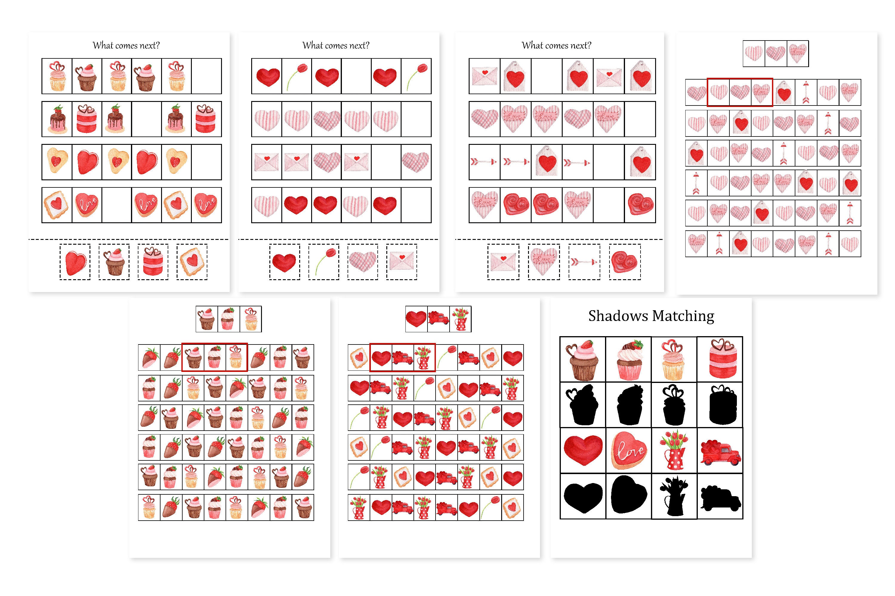 Valentine Preschool Learning Pack Worksheets Montessori - Etsy