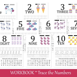 Numbers Writing Practice, Unicorns Tracing Worksheets, Preschool ...
