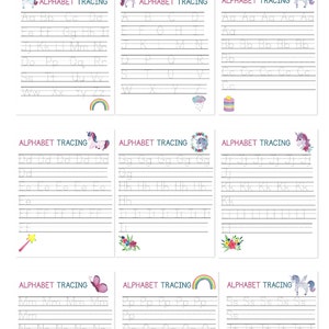 Alphabet Tracing Worksheets, Unicorns Letters Writing Practice ...
