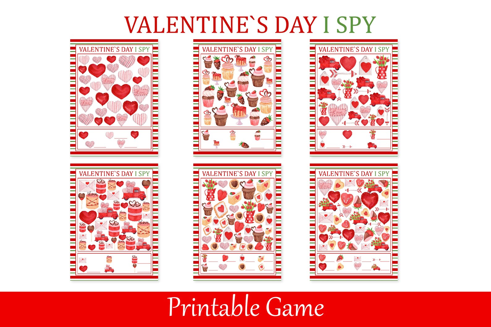 I Spy Valentines Day, Printable Game for Kids, Preschool Activity ...