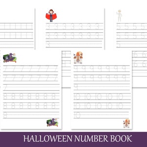 Halloween Number Book, Numbers Writing Practice, Halloween Tracing ...
