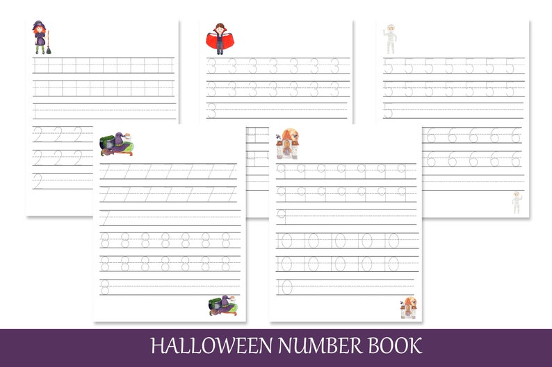 Halloween Number Book, Numbers Writing Practice, Halloween Tracing ...