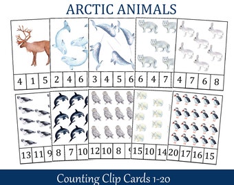 Vegetables Count and Clip Cards, Montessori Counting, Number 1 20 ...