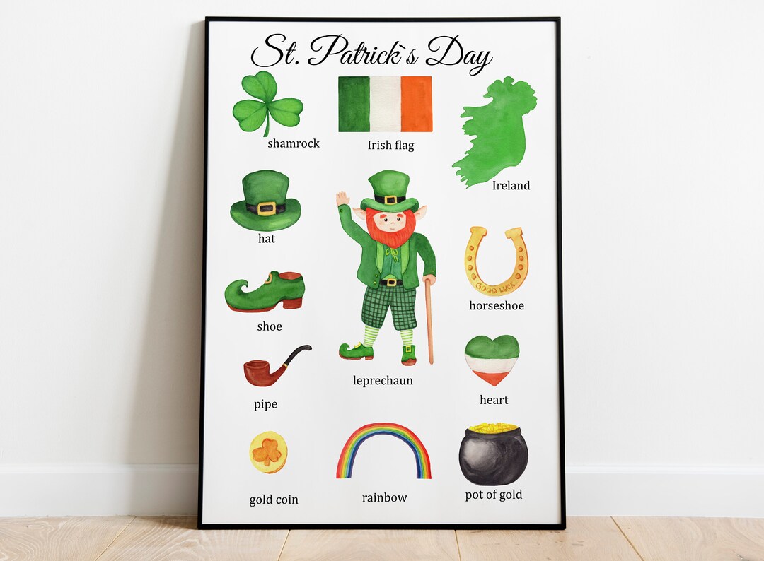 St. Patricks Day Montessori Poster, Educational Poster, Leprechaun ...