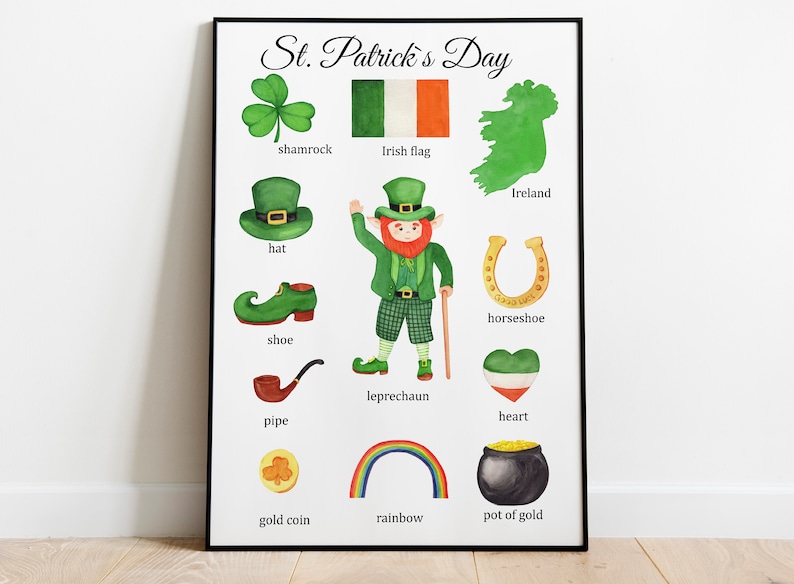 St. Patricks Day Montessori Poster, Educational Poster, Leprechaun ...