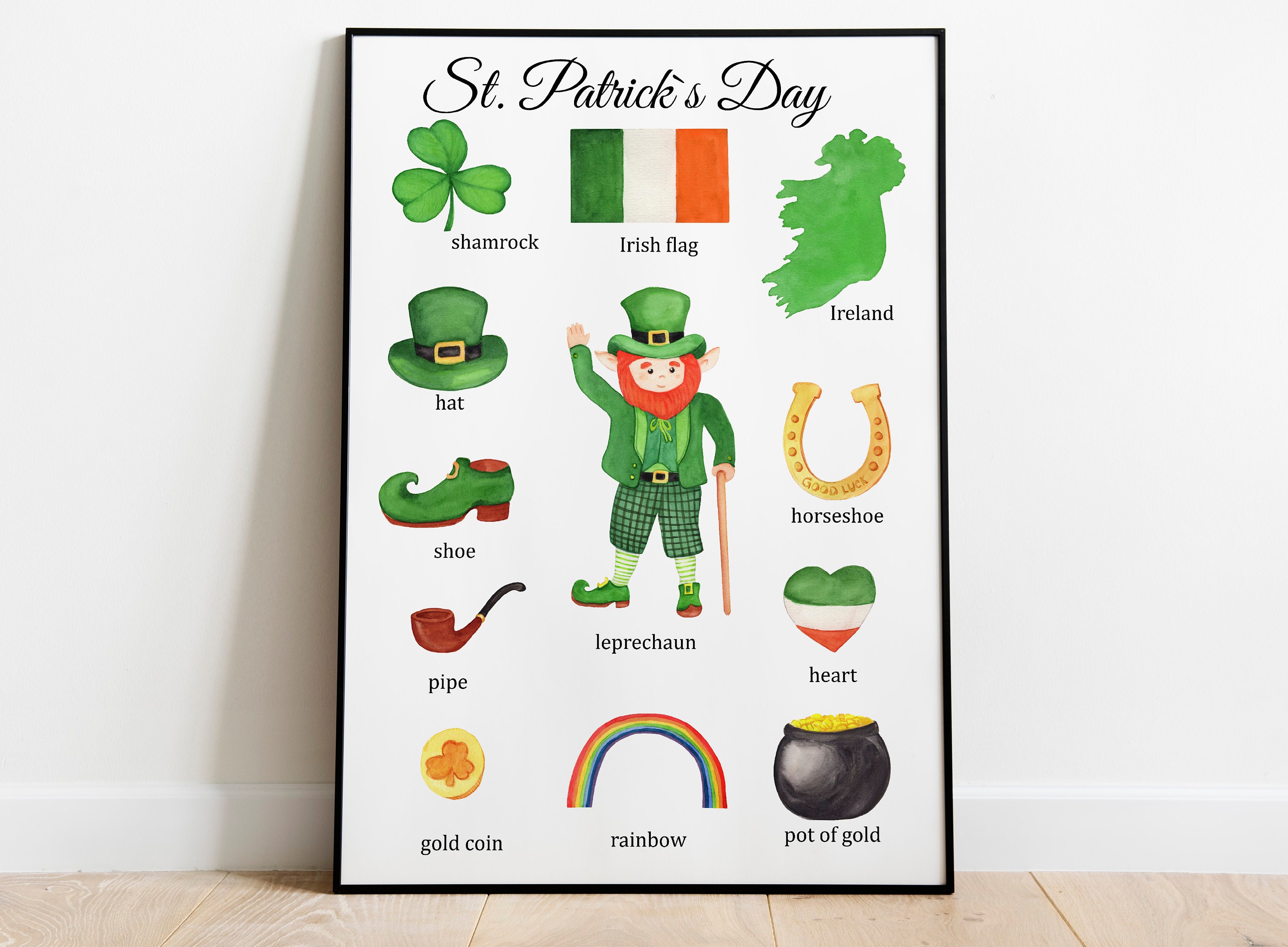 St. Patricks Day Montessori Poster, Educational Poster, Leprechaun ...