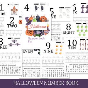 Halloween Number Book, Numbers Writing Practice, Halloween Tracing ...