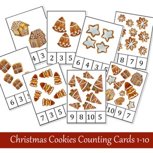 Christmas Cookies Counting Clip Cards. Printable Montessori Materials ...