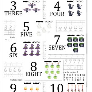Halloween Number Book, Numbers Writing Practice, Halloween Tracing ...