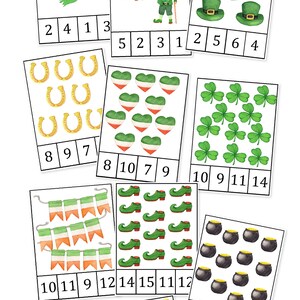 St. Patricks Day Count and Clip Cards, Number 1 - 20, Flashcards ...