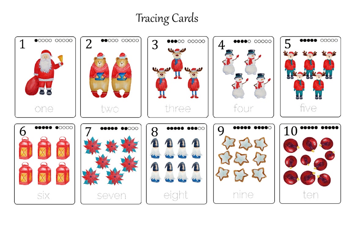 Christmas Numbers Flash Cards. Bilingual English & German - Etsy