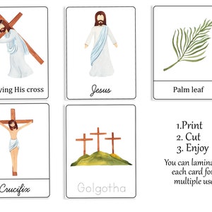 Religeous Easter Flash Cards, Montessori Three Part Cards, Resurrection ...