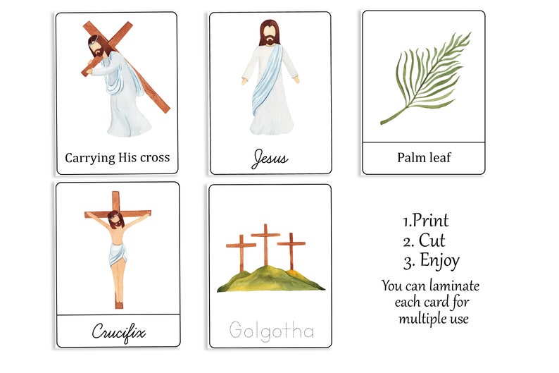 Religeous Easter Flash Cards, Montessori Three Part Cards, Resurrection ...