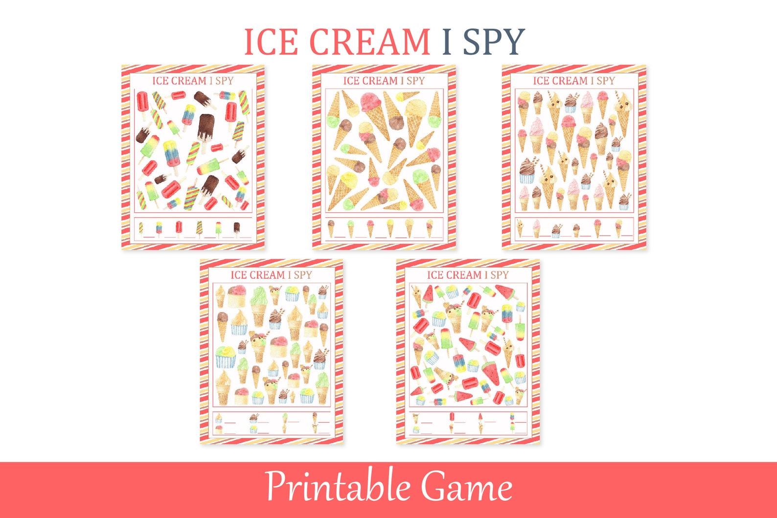I Spy Ice Cream Birthday Printable Summer Game for Kids - Etsy Hong Kong