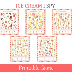 I Spy Ice Cream, Birthday Printable Summer Game for Kids - Etsy
