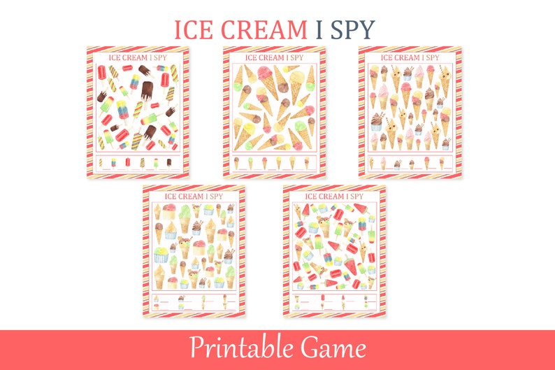 I Spy Ice Cream, Birthday Printable Summer Game for Kids - Etsy