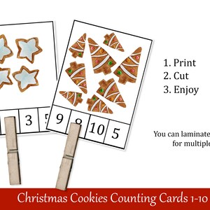 Christmas Cookies Counting Clip Cards. Printable Montessori Materials ...