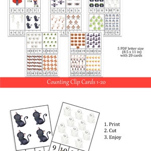 Halloween Count and Clip Cards, Number 1 - 20, Flashcards, Fall ...