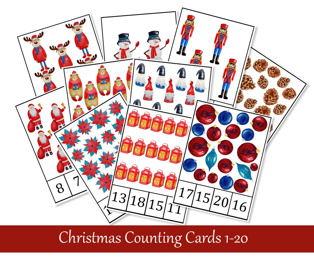 Christmas Count and Clip Cards. Printable Numbers Activity. Christmas ...