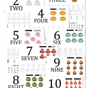 Fall Pumpkins Number Book, Numbers Writing Practice, Autumn Tracing ...