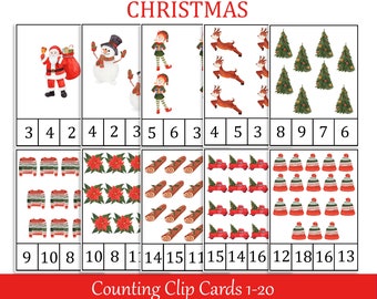 Seashells Count and Clip Cards Number 1 20 Flashcards | Etsy