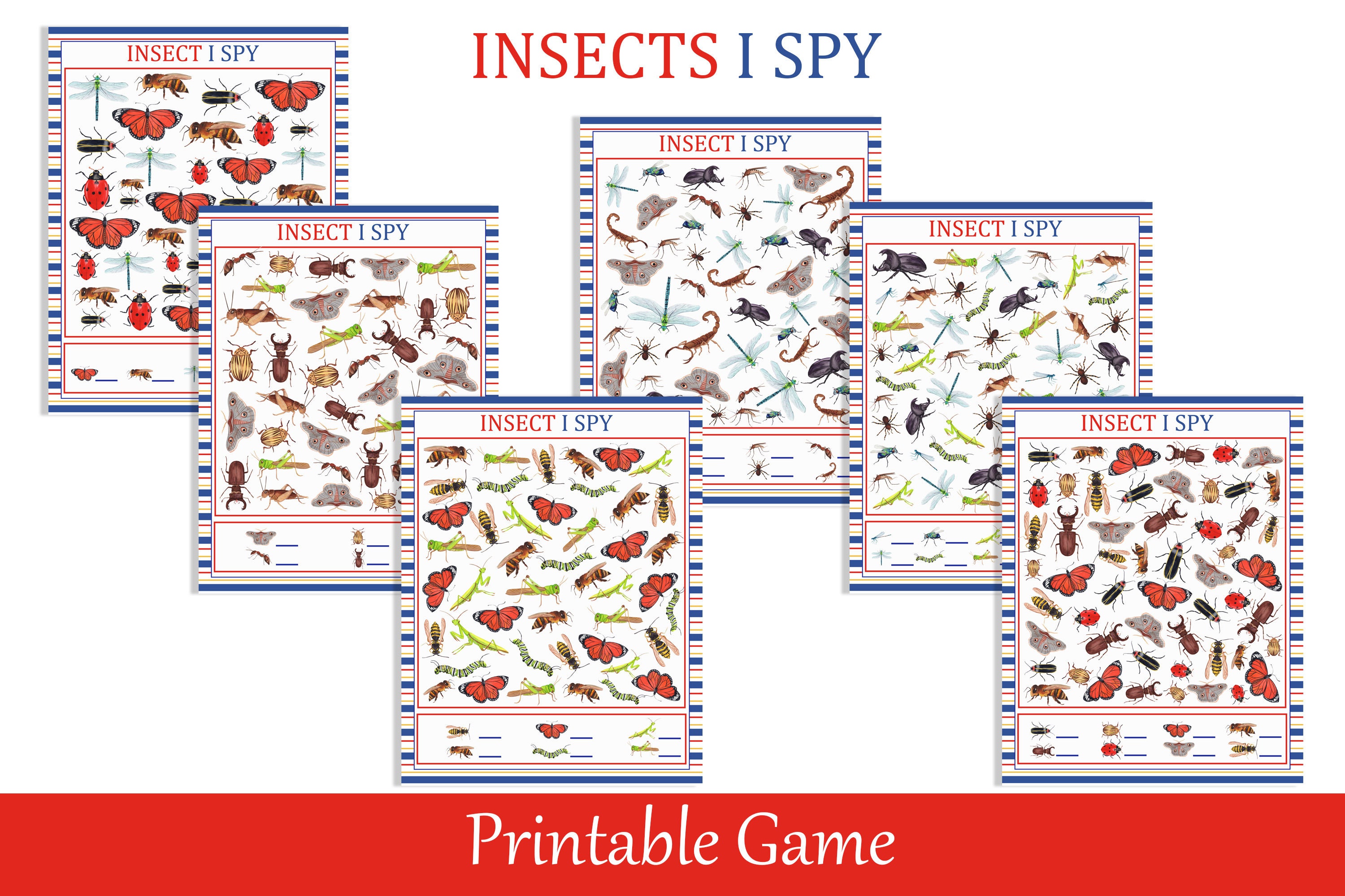 I Spy Insects, Bugs and Beetles Summer Printable Game for Kids ...