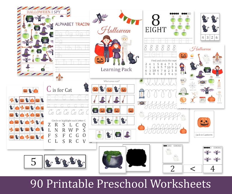 Halloween Printable Busy Book, Halloween Learning Pack, Kids Activity ...