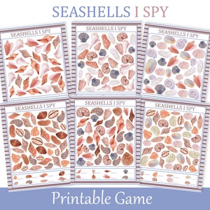 I Spy Seashells, Summer Beach Printable Game for Kids, Preschool Party ...