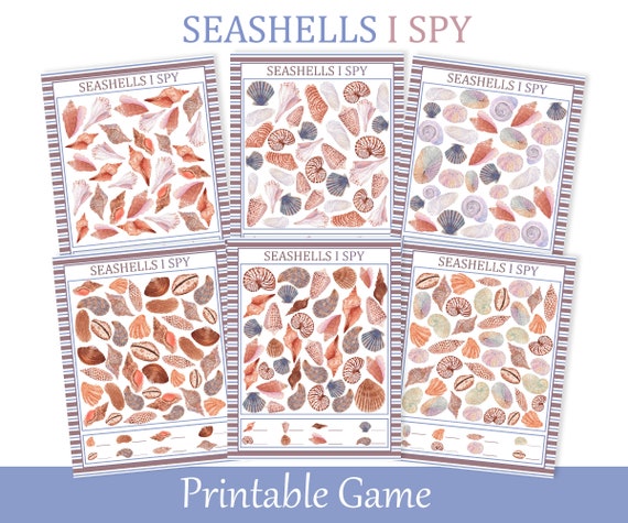 I Spy Seashells Summer Beach Printable Game for Kids | Etsy