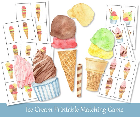 Ice Cream Printable Matching Game. Pattern Cards. Toddler - Etsy