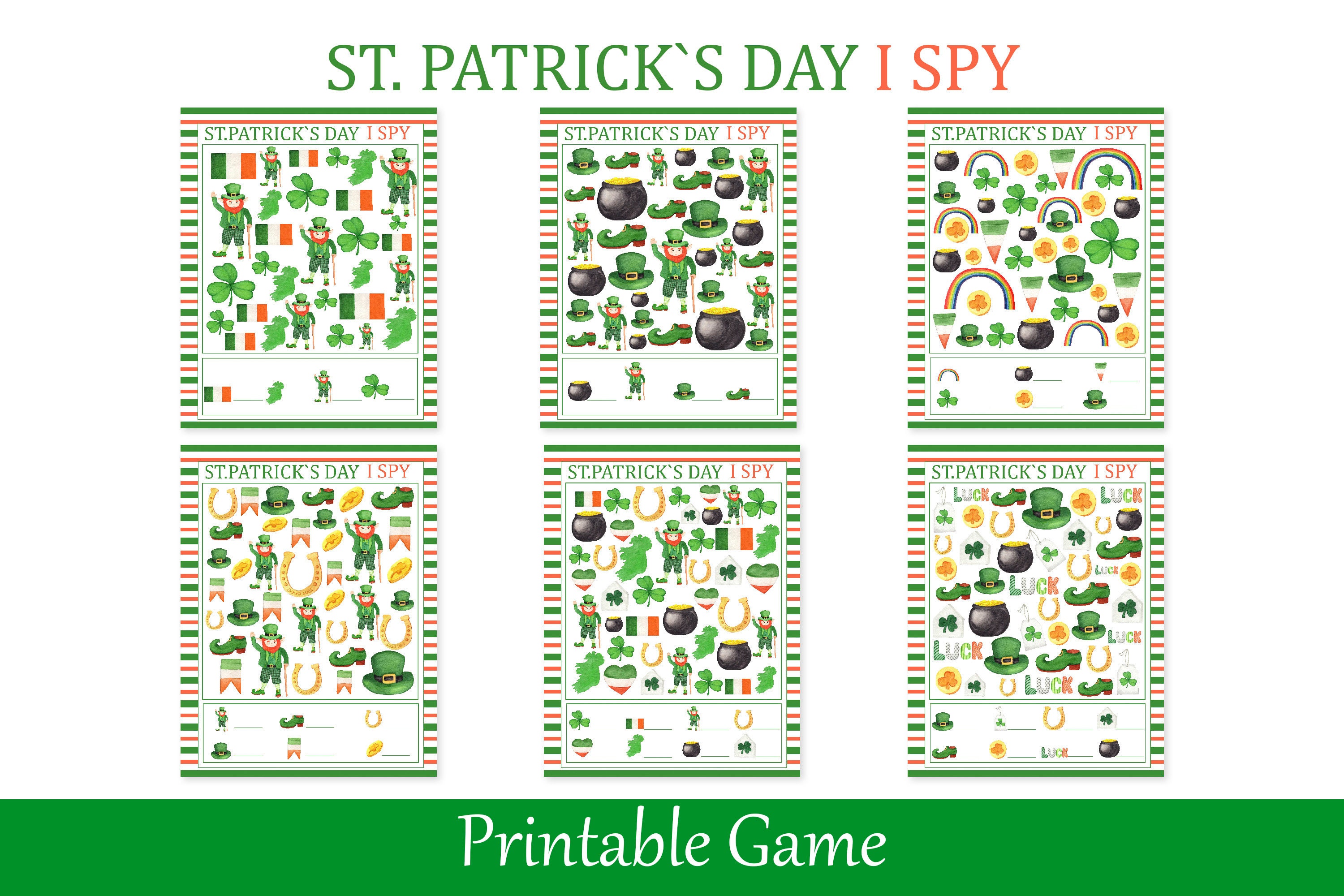 I Spy St. Patricks Day, Printable Game for Kids, March Activity ...