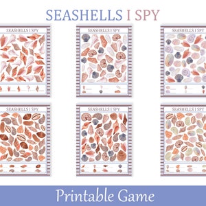 I Spy Seashells, Summer Beach Printable Game for Kids, Preschool Party ...