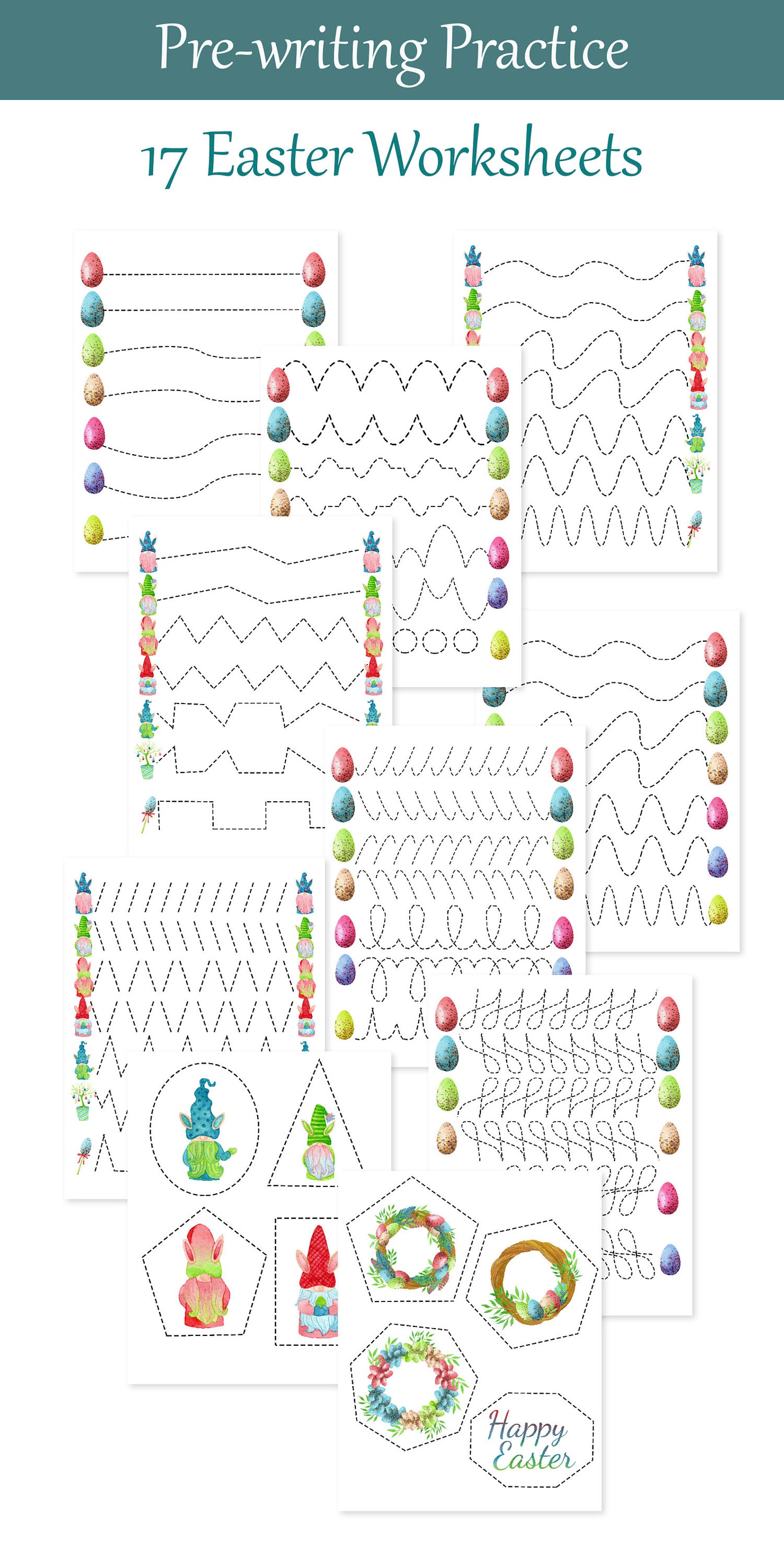 Handwriting Practice Preschool Worksheets Easter Tracing - Etsy