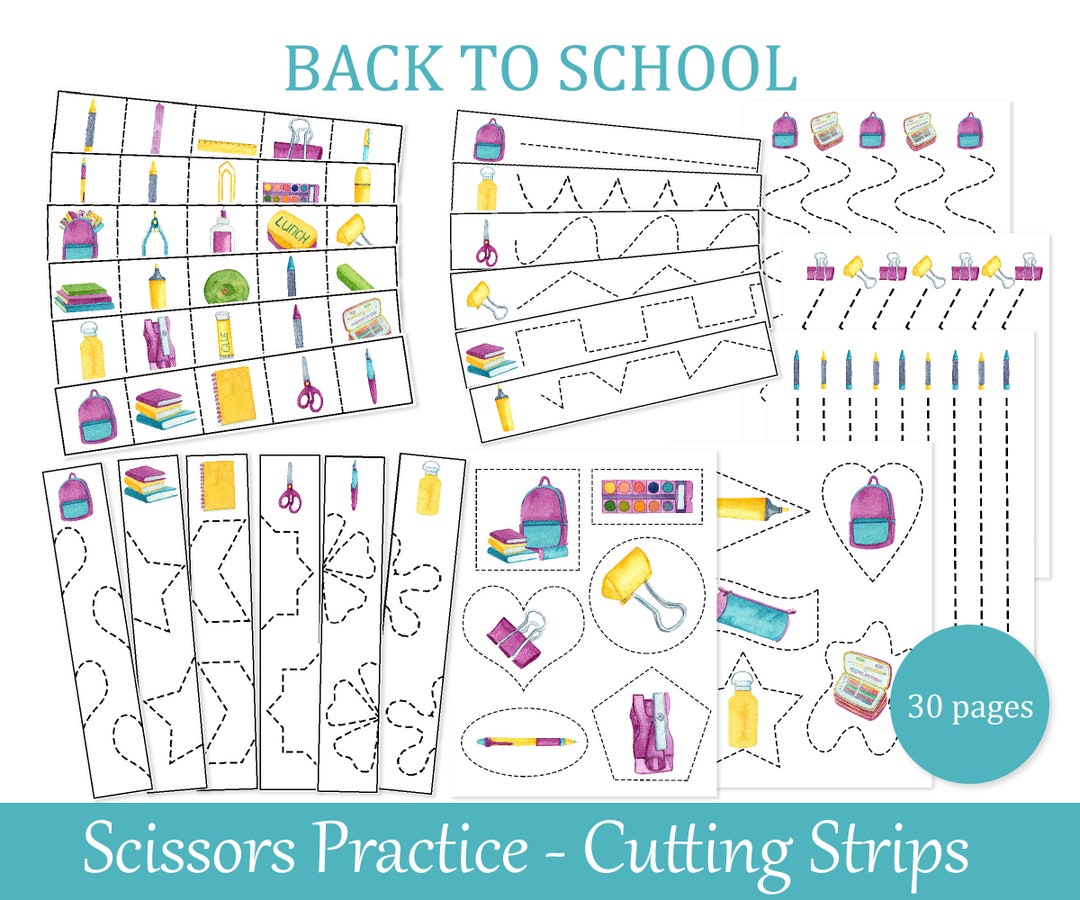 Scissors Cutting Practice Back to School, Cutting Strips for Fine Motor ...