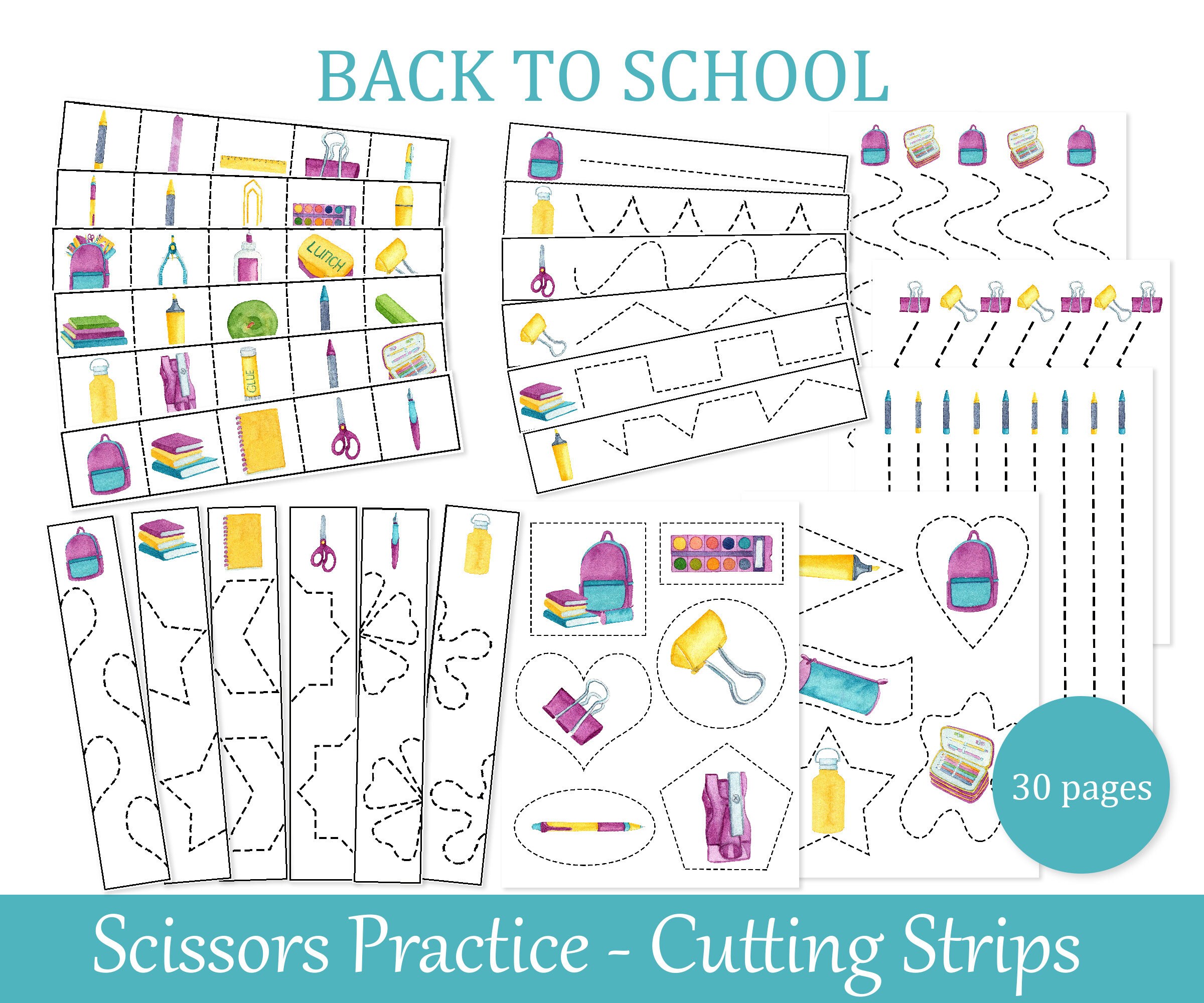 Scissors Cutting Practice Back to School, Cutting Strips for Fine Motor ...