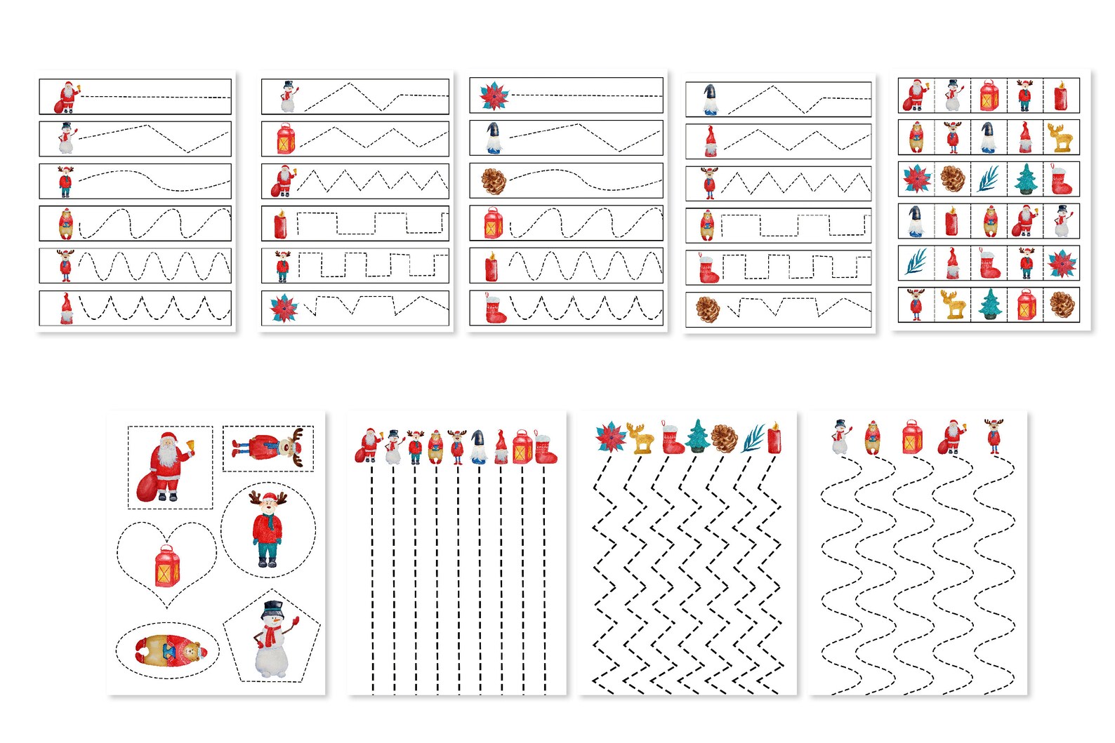 Christmas Scissors Cutting Practice Bundle. Printable Worksheets for ...
