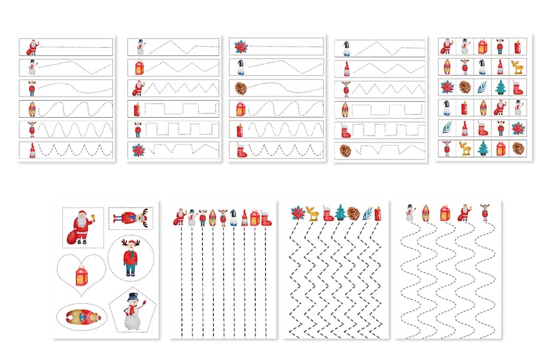 Christmas Scissors Cutting Practice Bundle. Printable Worksheets for ...