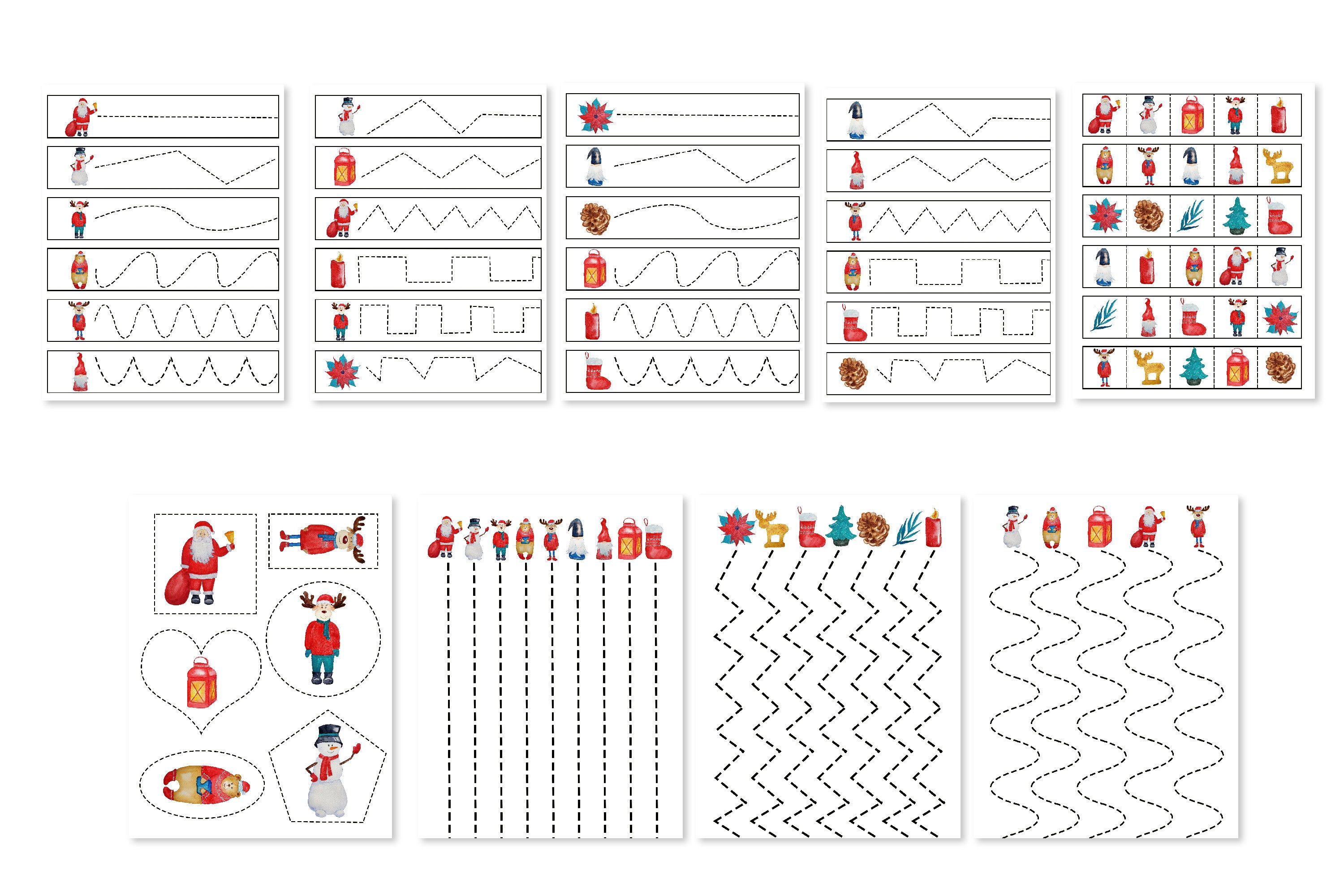 Christmas Scissors Cutting Practice Bundle. Printable Worksheets for ...
