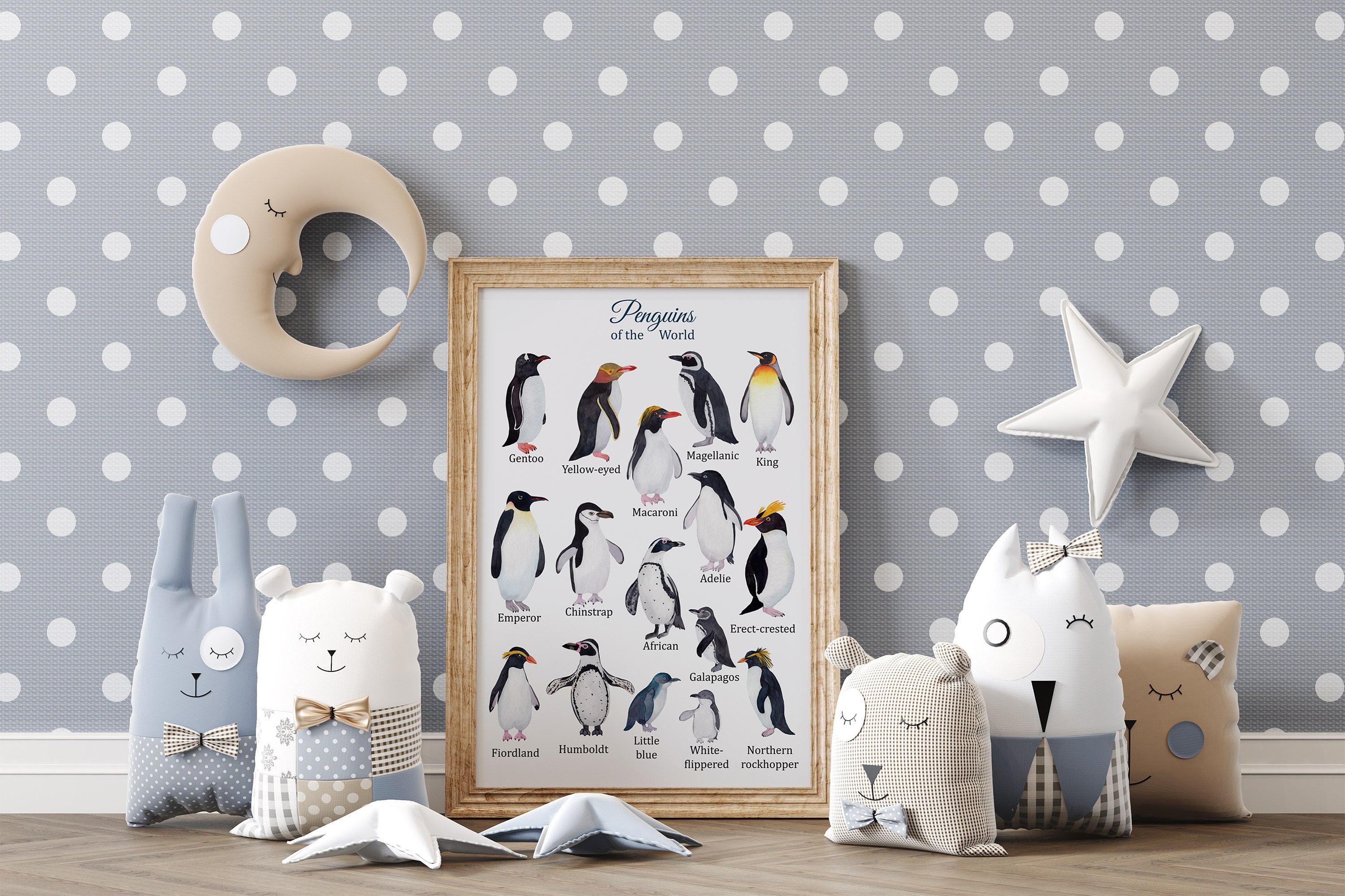 Penguins Species Montessori Poster, Educational Poster, Types of ...
