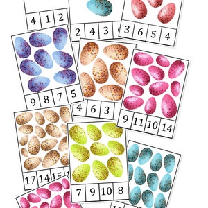 Easter Eggs Counting Clip Flashcards 1 - 20, Printable Spring Numbers ...
