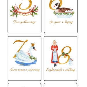 12 Days of Christmas Printable Cards, Nomenclature Cards, Printable ...
