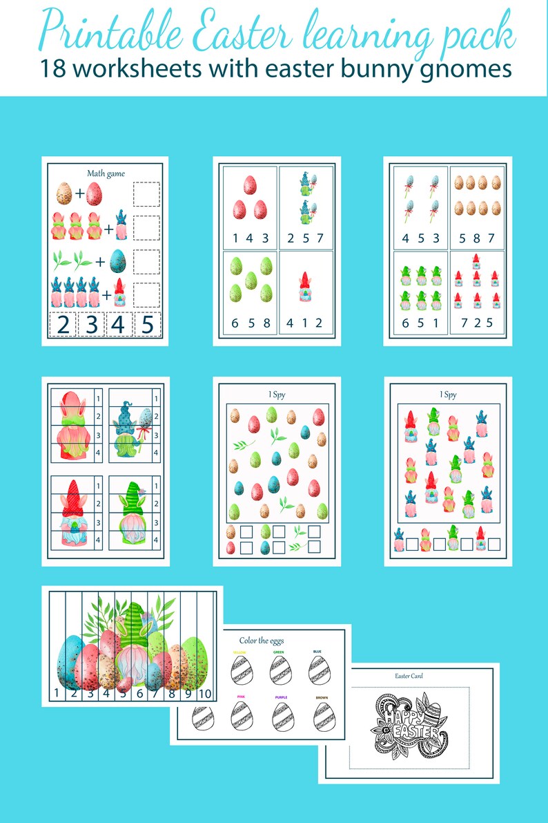 Easter Busy Book PDF. Easter Gnomes Preschool Printables - Etsy