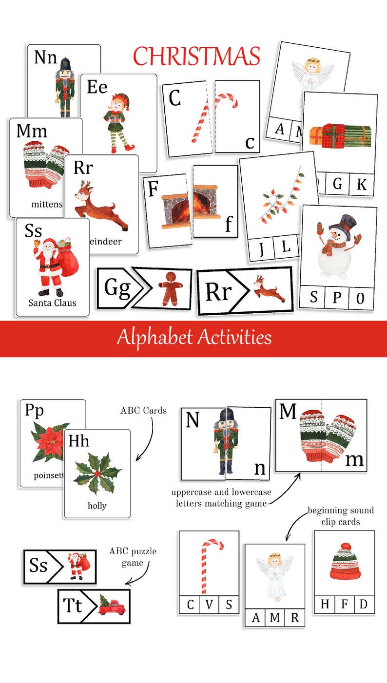 Christmas Alphabet Activities for Preschoolers, ABC Flashcards ...