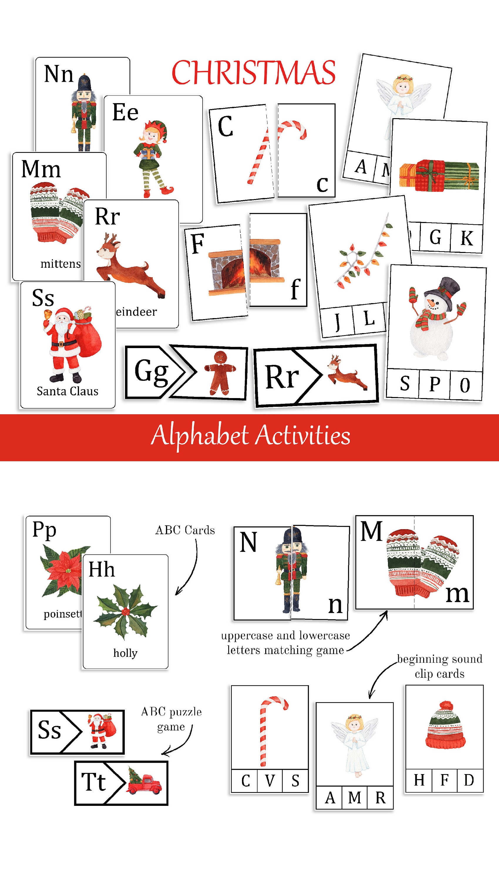 Christmas Alphabet Activities for Preschoolers, ABC Flashcards ...