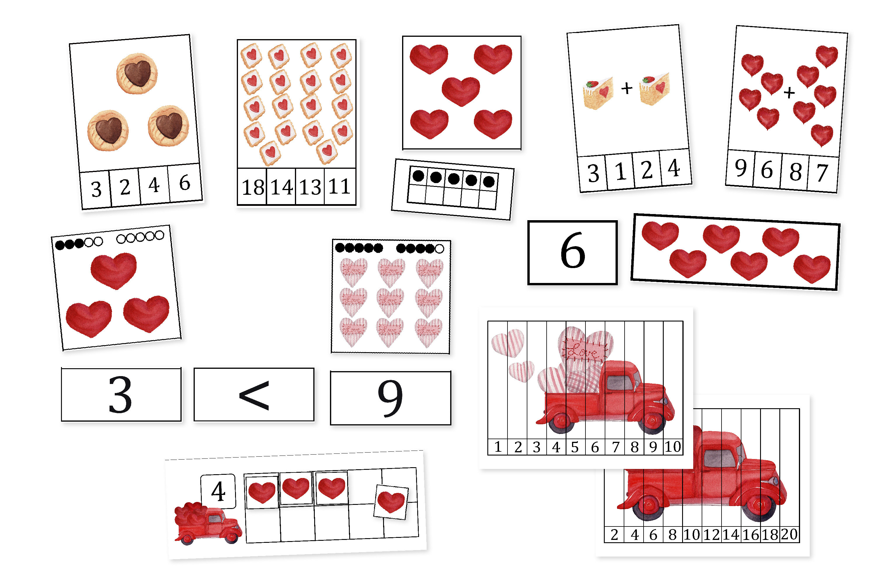 Valentine Preschool Learning Pack Worksheets Montessori - Etsy
