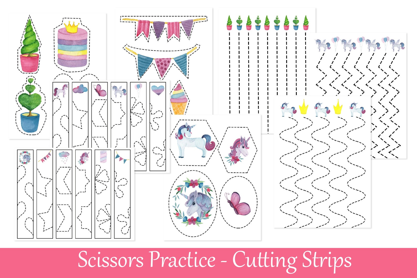 Unicorn Cutting Practice, Cutting Strips for Fine Motor Skills ...