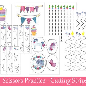 Unicorn Cutting Practice, Cutting Strips for Fine Motor Skills ...