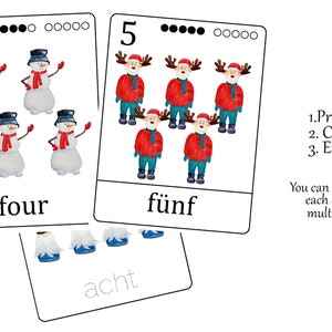 Christmas Numbers Flash Cards. Bilingual English & German Printable ...