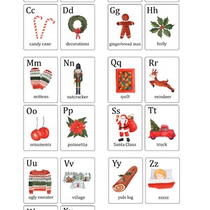 Christmas Alphabet Cards, ABC Preschool Flash Cards, Printable ...